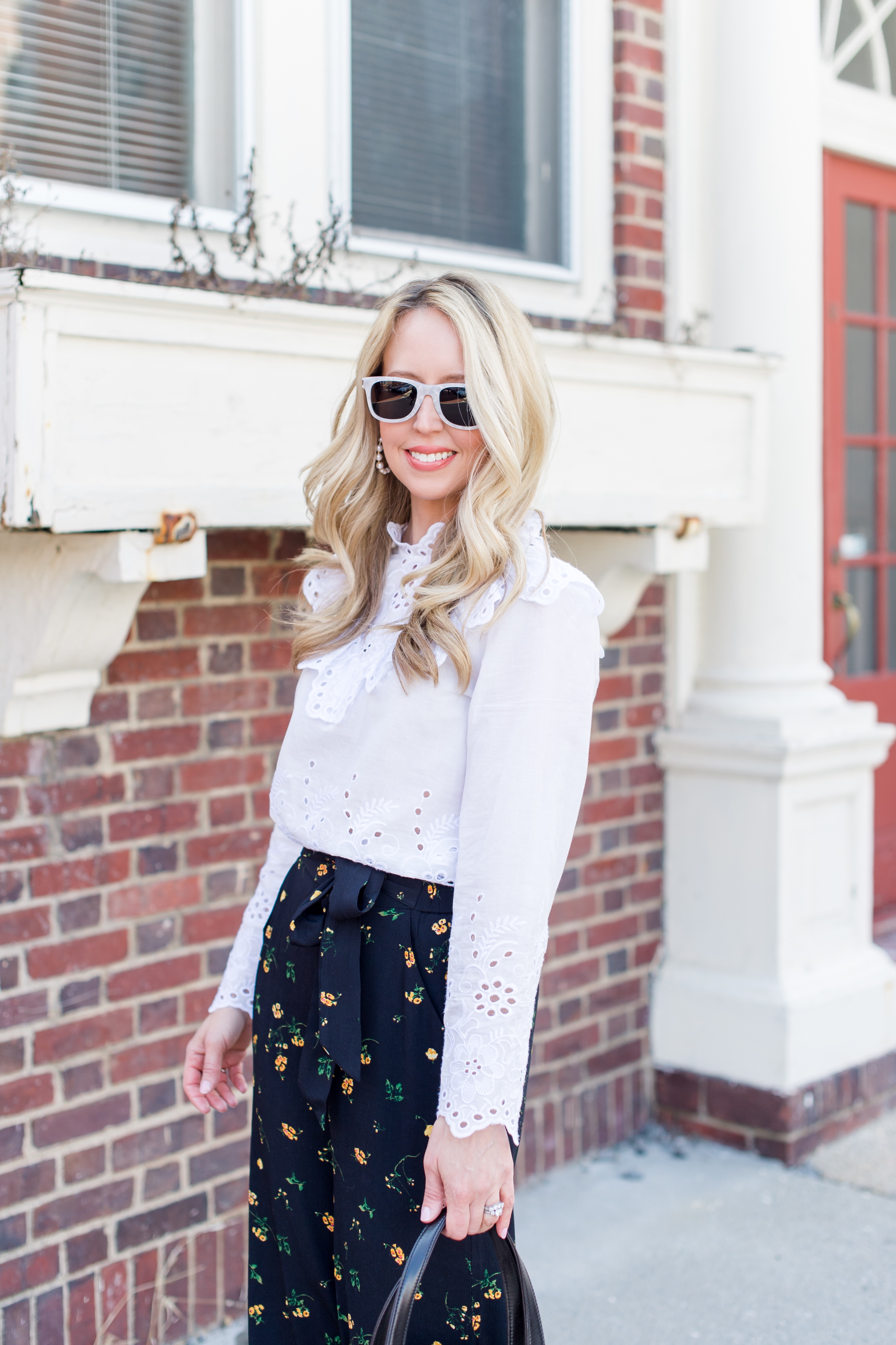 White Eyelet Top Outfit for Spring - THE FASHION HOUSE MOM